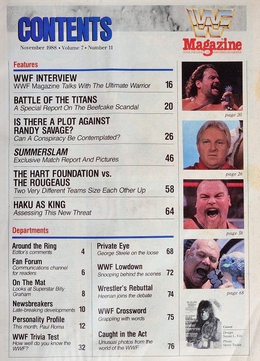Flashback Friday: WWF Magazine November 1988 - Scott's Blog of Doom!