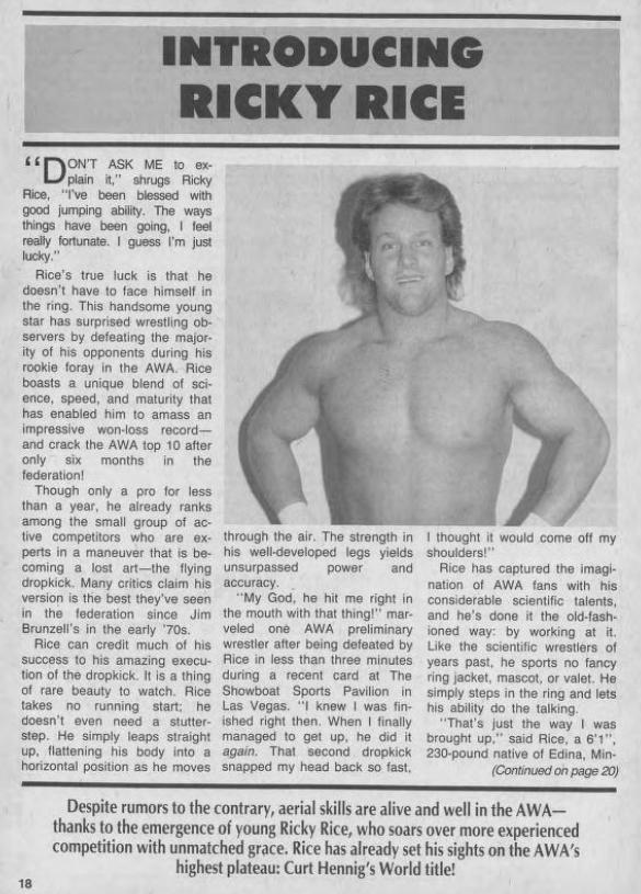Flashback Friday: The Wrestler August 1988 - Scott's Blog of Doom!