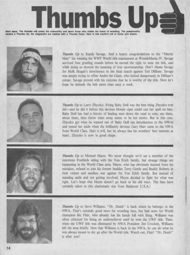 Flashback Friday: The Wrestler August 1988 - Scott's Blog of Doom!