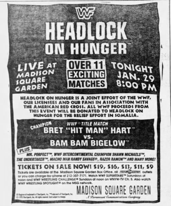 The Fan-Cam Files: WWF @ Madison Square Garden (January 29th, 1993 ...
