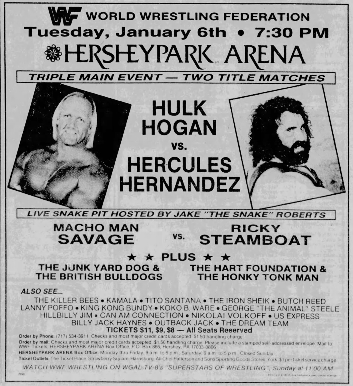 WWF @ Hershey, PA (TV Taping) - January 6th, 1987 - Scott's Blog of Doom!